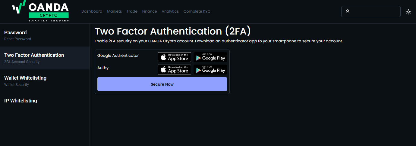 How to enable 2-Factor Authentication (2FA) in OANDA Crypto web app? – OANDA Crypto